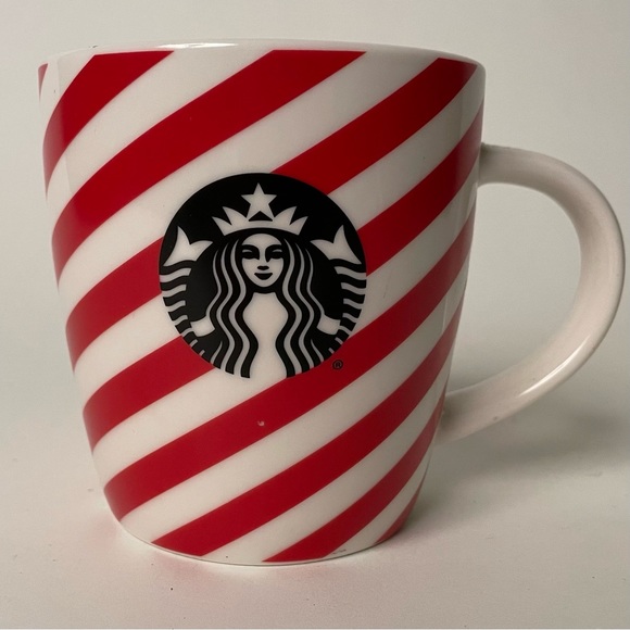 Starbucks | Holiday | Starbucks White And Red Striped Mug With Logo ...